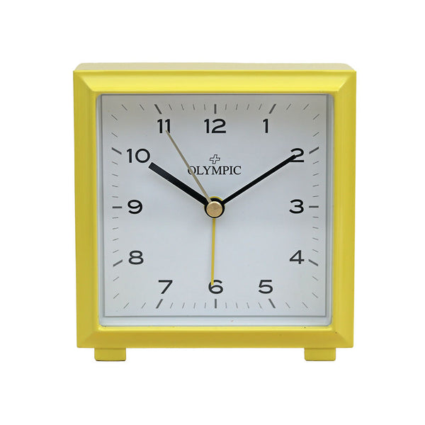 Square Metal Alarm Clock - Yellow - Olympic Swiss Watch