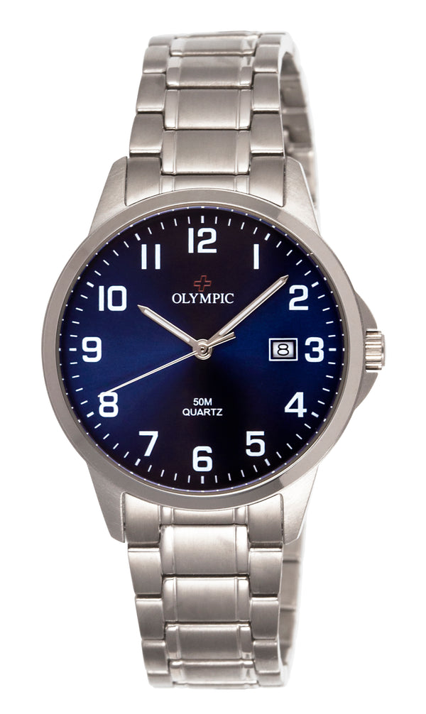 Olympic Titanium - Blue Dial Full Figure with Bracelet - Olympic Swiss ...