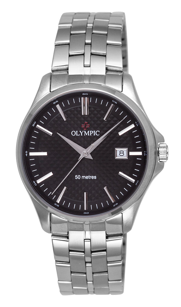 Olympic Timekeeper Series - Gents Steel Black Dial - Olympic Swiss Watch